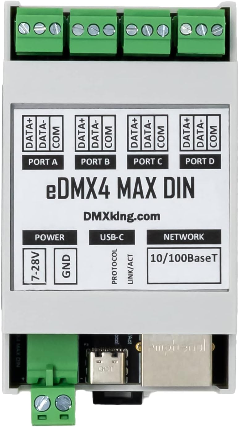 Инсталляционный преобразователь сигнала DMXking eDMX4 MAX DIN - купить в Одессе, Киеве, Украине ...