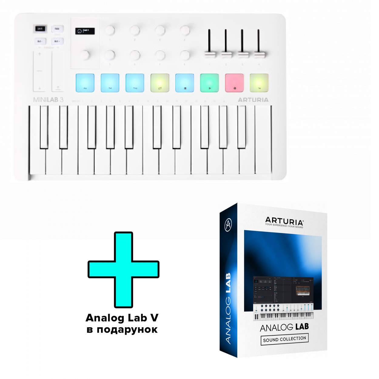 MIDI-клавіатура Arturia MiniLab 3 Alpine White + Arturia Analog Lab V ...