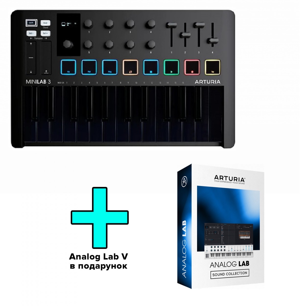 MIDI-клавиатура Arturia MiniLab 3 Deep Black + Arturia Analog Lab V ...