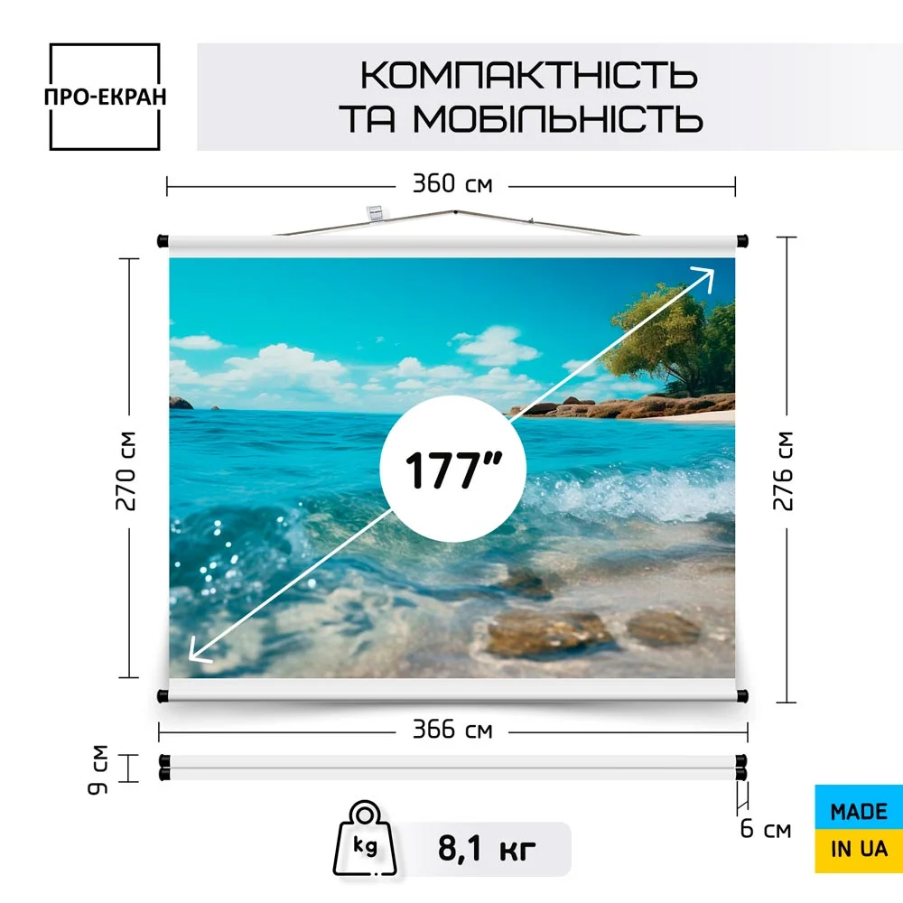 Экран для проектора ПРО-ЭКРАН 360 на 270 см (4:3), 177 дюймов - купить ...